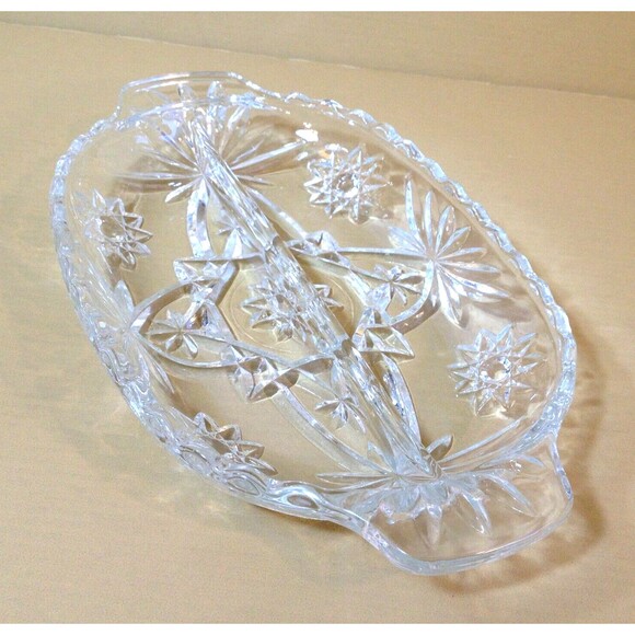 unbranded | Dining | Vintage Divided Serving Crystal Look Cut Glass ...